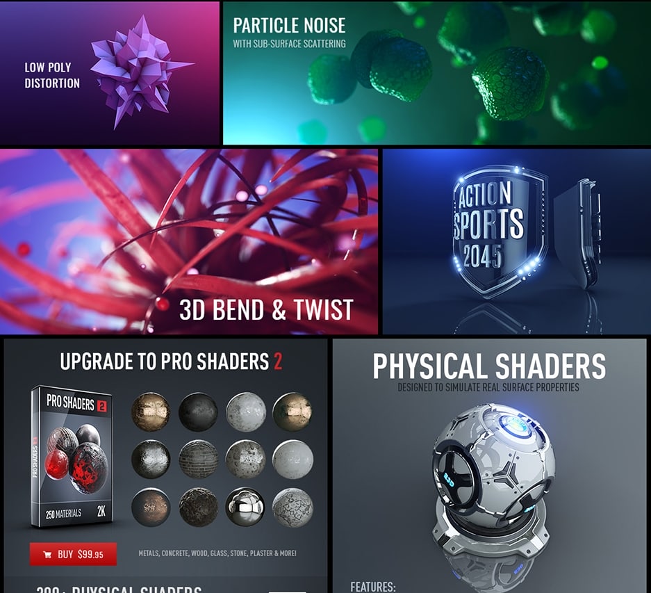 E3D V2 模型/材质/贴图/灯光包 Video Copilot – Motion Design 2, Backlight, Pro ...