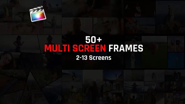 【FCPX插件】59个多画面组合动态分屏预设动画 Multi Screen Frames Pack-红森林