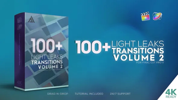 【FCPX插件】100种镜头漏光闪烁光效转场动画 V2 FCPX Light Leaks Transitions Vol 2-红森林