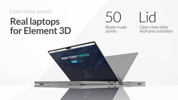 【AE模板】52种使用E3D插件制作笔记本设备APP应用界面介绍动画 Real Laptops for Element 3D-红森林
