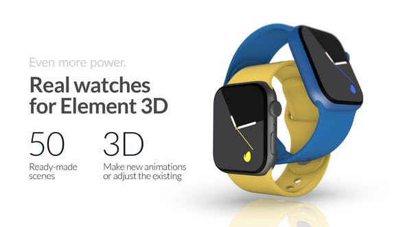 【AE模板】50种使用E3D插件制作智能电子手表设备APP应用界面介绍动画 Real Smartwatches for Element 3D-红森林