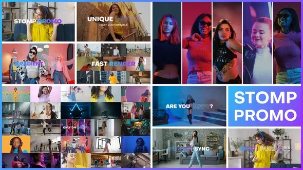 【AE模板】炫酷动感图文快闪品牌活动宣传片头动画 GradientBlend Stomp Promo-红森林