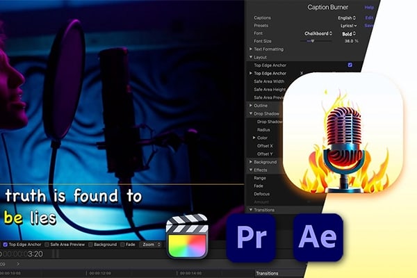【FCPX/AE/PR插件】MV音乐歌词字幕加载导入工具 Caption Burner-红森林