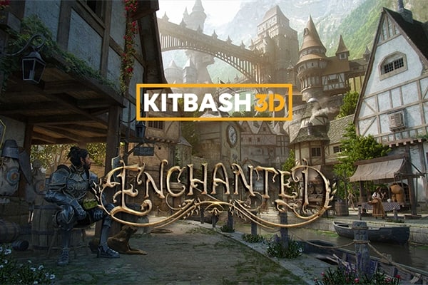 【材质模型】神秘魔法城堡童话游戏世界村庄建筑古镇花园3D贴图材质模型 KitBash3D – Enchanted-红森林