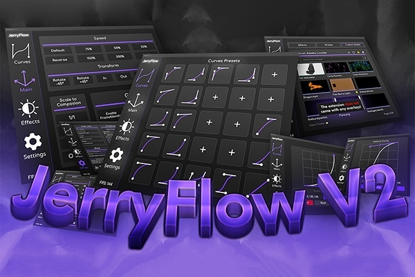 【AE脚本】关键帧曲线缓入缓出动画调整预设管理工具 Jry Media – JerryFlow V2 v2.3.1 汉化版-红森林