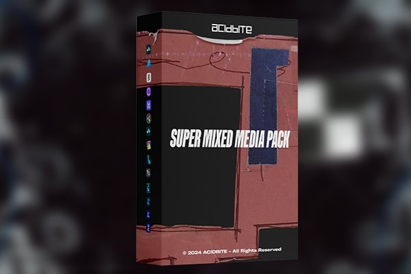 【4K视频素材】47个复古粗糙纸张划痕涂鸦纹理框架混合媒体转场过渡动画含音效 Acidbite – Super Mixed Media Pack-红森林